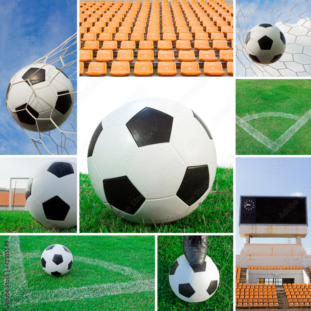 Soccer ball collage background Stock Photo | Adobe Stock