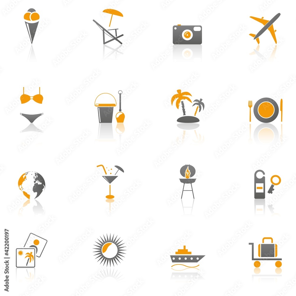16 Symbole Urlaub Stock-Vektorgrafik | Adobe Stock