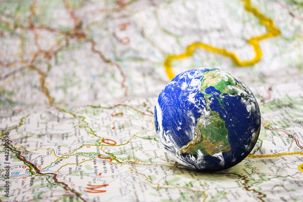 earth on road map background Stock Photo | Adobe Stock