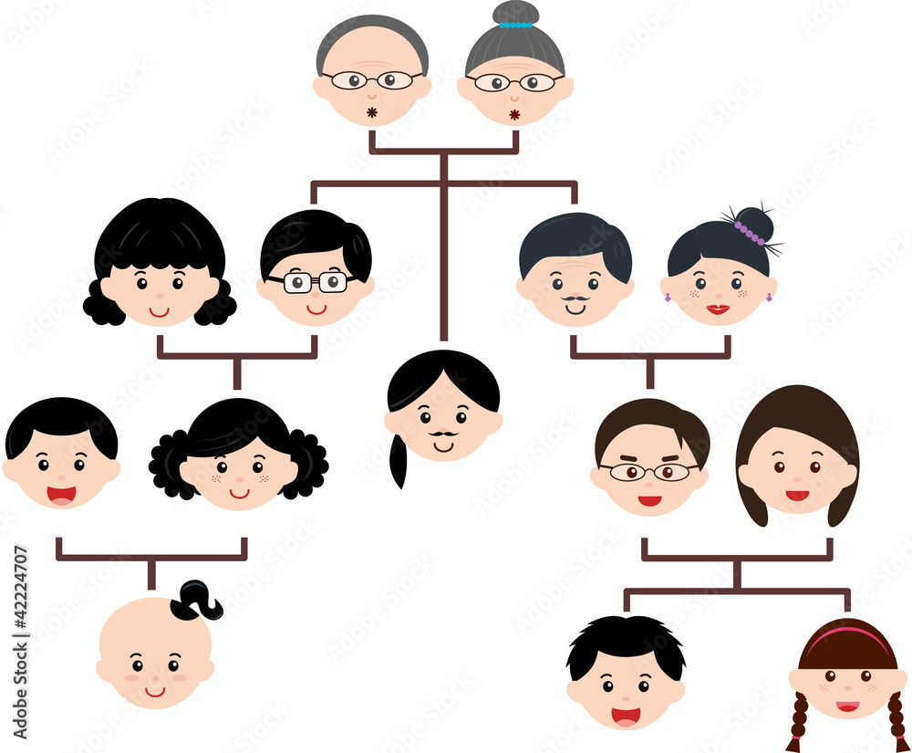 Vector Icons: Family Tree, A diagram on a genealogical tree Stock ...