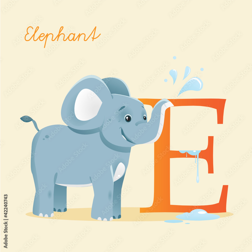 Animal alphabet with elephant, vector illustration Stock Vector | Adobe ...