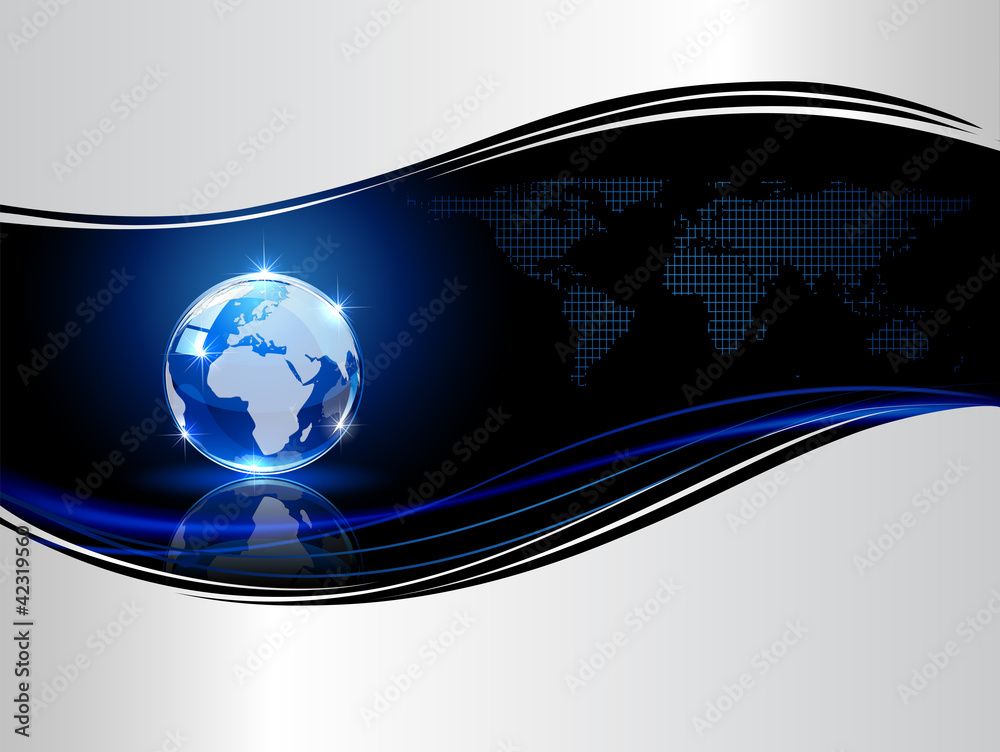 Blue background with globe Stock Vector | Adobe Stock