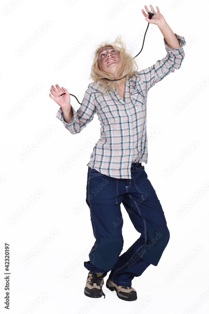 Woman strangled by an electric cable Stock Photo | Adobe Stock