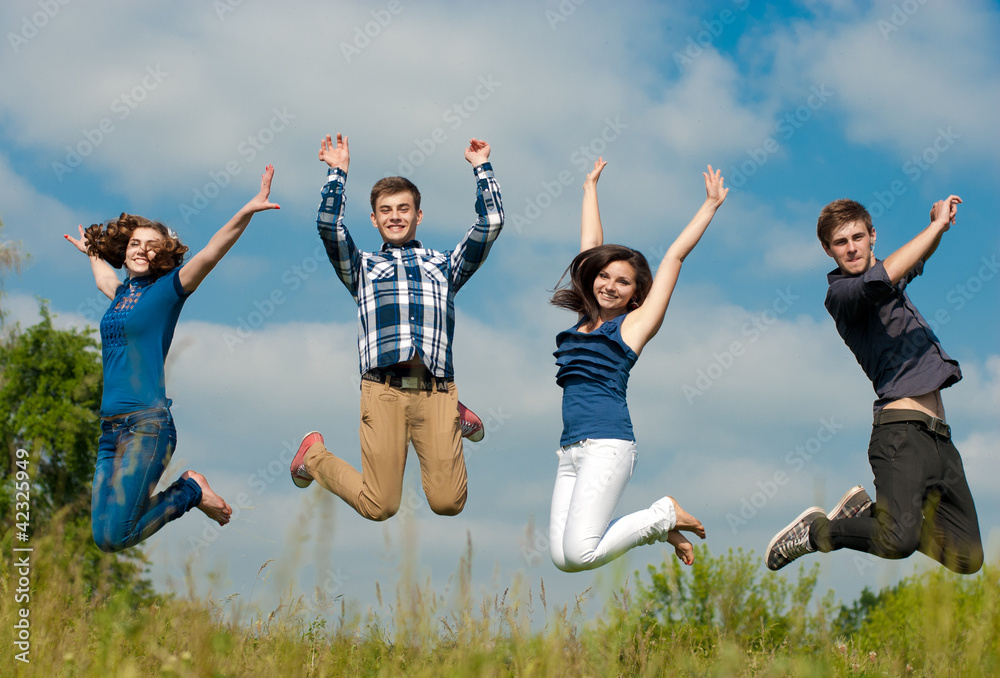Happy Teenagers Jumping
