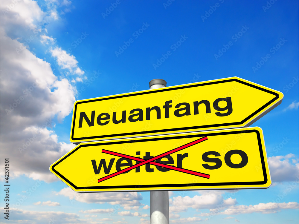 Wegweiser weiter so - Neuanfang Stock-Illustration | Adobe Stock