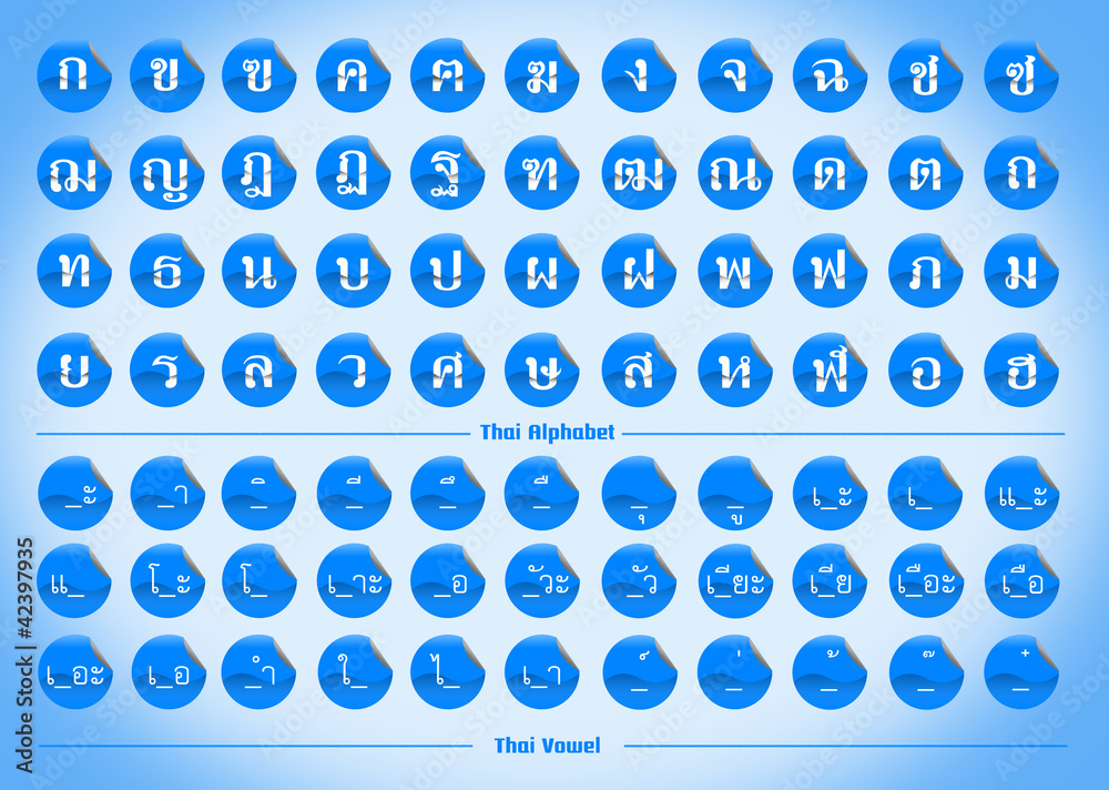 thai alphabets and thai vowels Stock Illustration | Adobe Stock