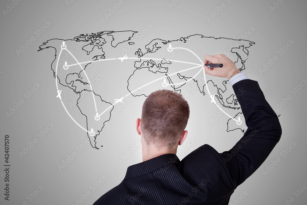 man drawing a world map Stock Photo | Adobe Stock