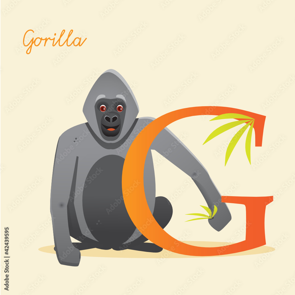 Animal alphabet with gorilla, vector illustration Stock Vector | Adobe ...