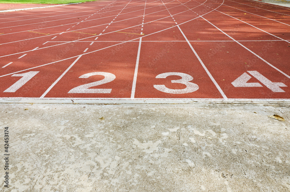 Number 1, 2, 3 and 4 on running track Stock Photo | Adobe Stock