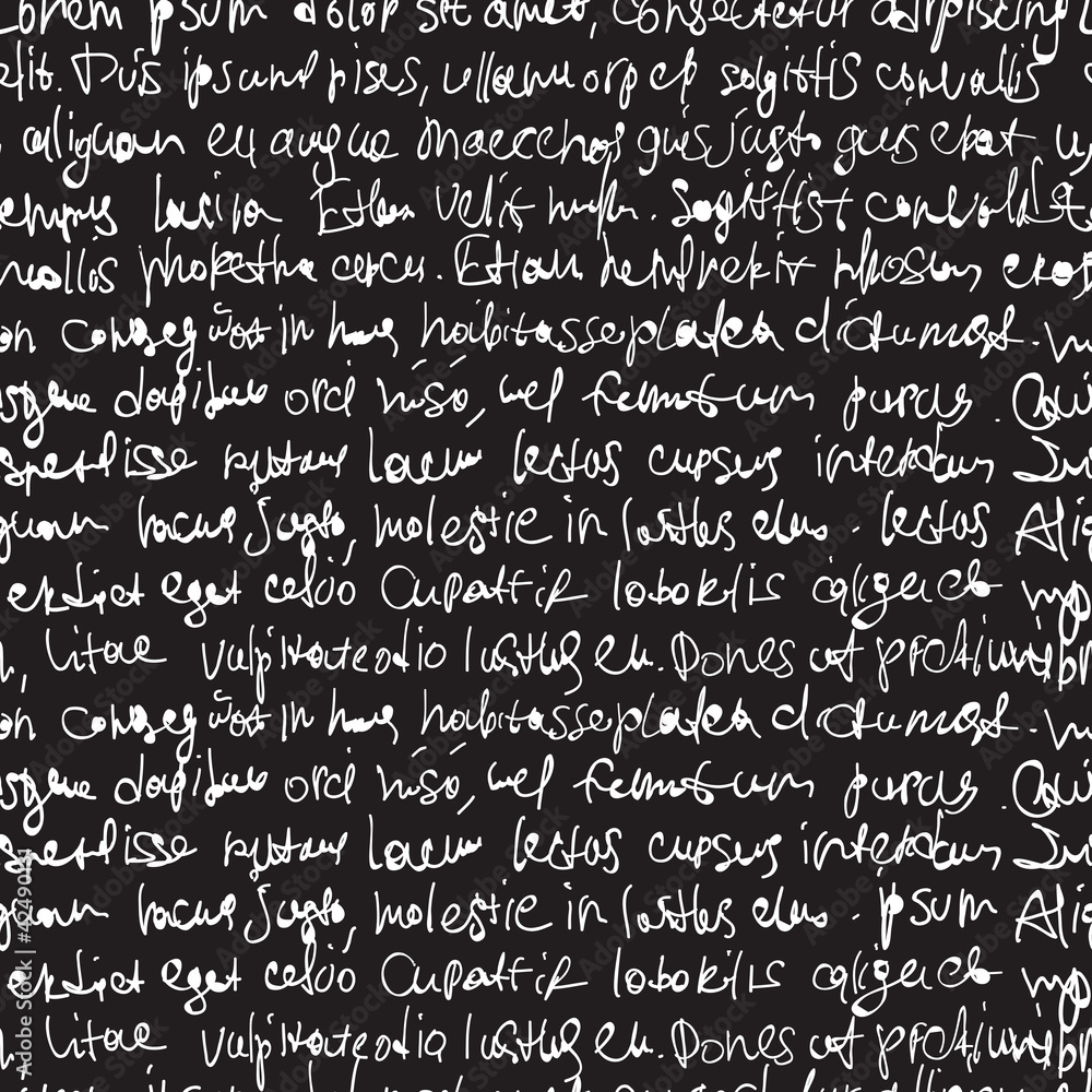 Abstract expressive handwriting on black background. Seamless pa Stock ...