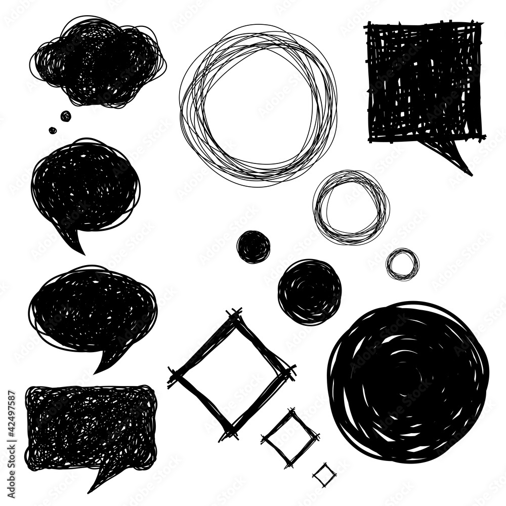 set of hand drawn sketch bubbles, vector illustrations Stock Vector ...