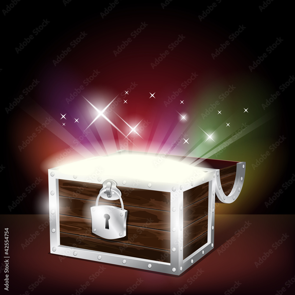 Chest with glowing treasure - vector file Stock Vector | Adobe Stock