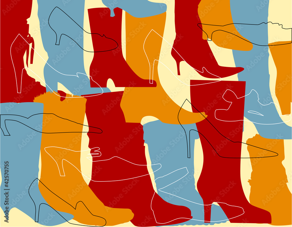 abstract boot silhouettes background Stock Vector | Adobe Stock