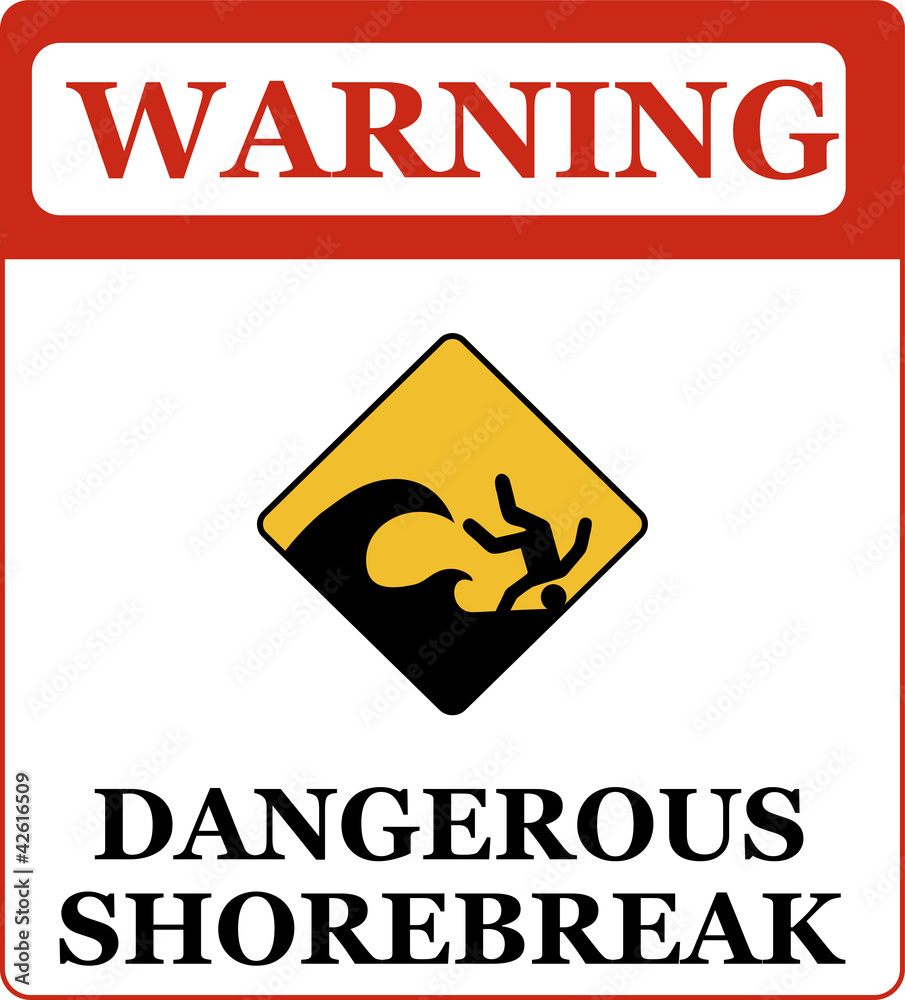 Dangerous shorebreak warning sign. Stock Vector | Adobe Stock