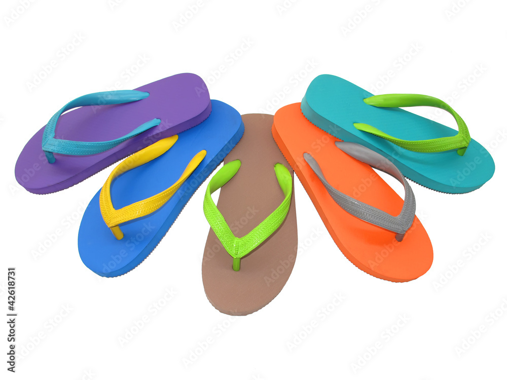 Flip Flops Mix color with isolated on white background Stock-Foto ...
