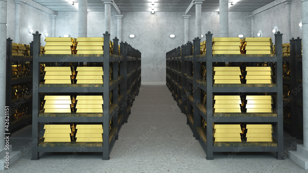 bank vault with gold bars Stock Illustration | Adobe Stock