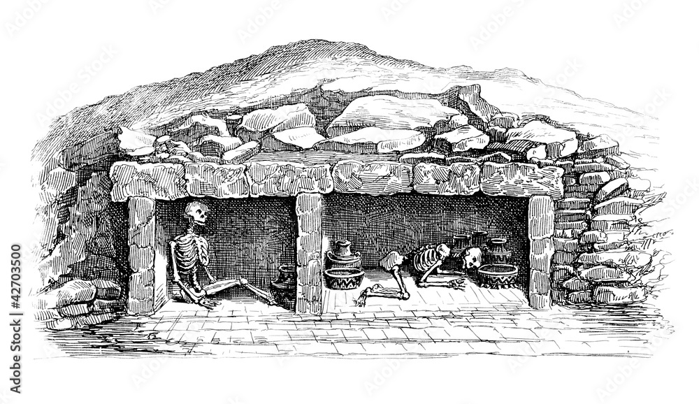 Ancient Germanic Grave - Tumulus - Archeology Stock Illustration ...
