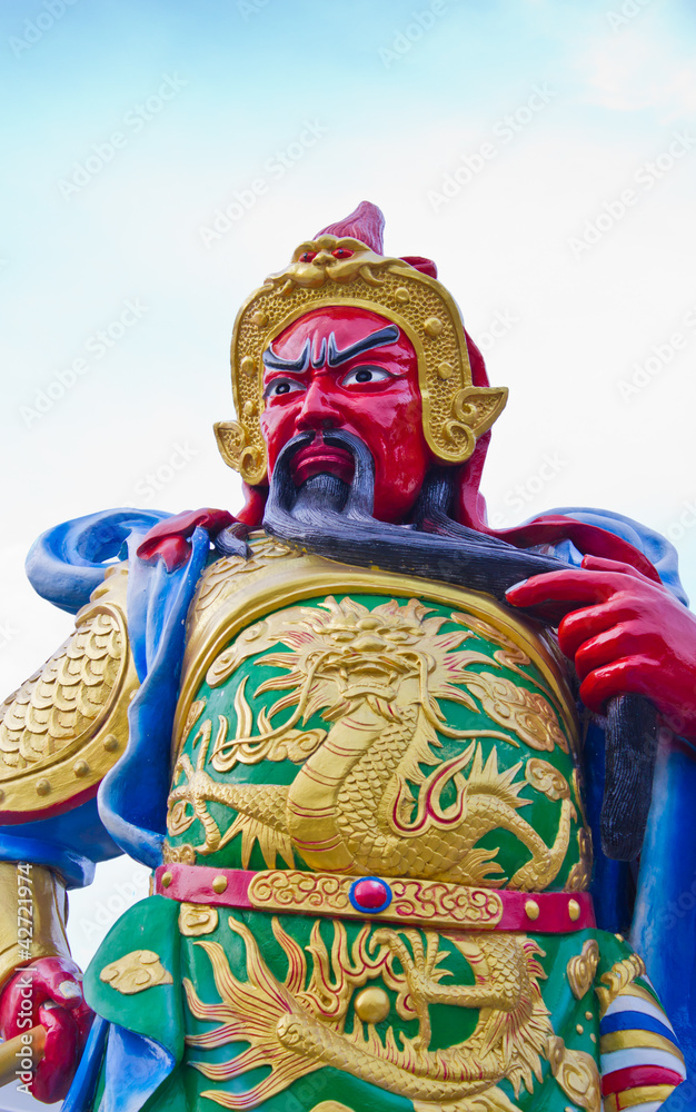 Statue Of Guan Yu (God of honor) Hatyai Hill, Songkla Thailand Stock ...