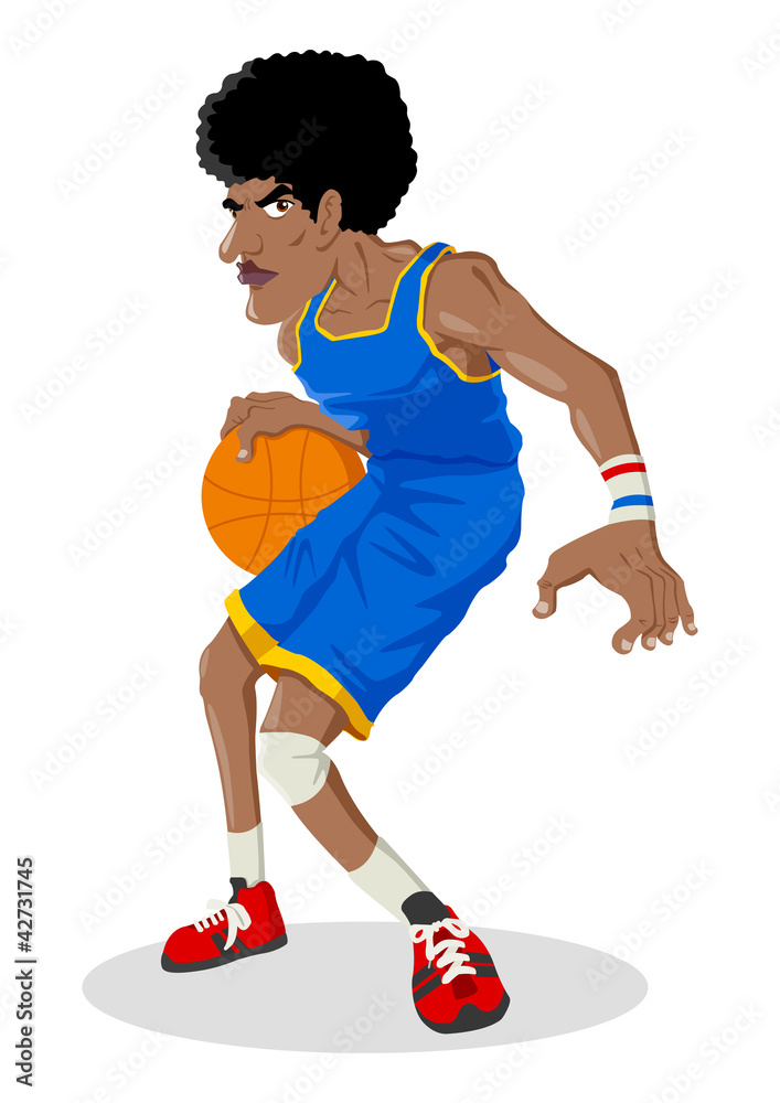 Cartoon illustration of a black man playing basketball Stock Vector ...