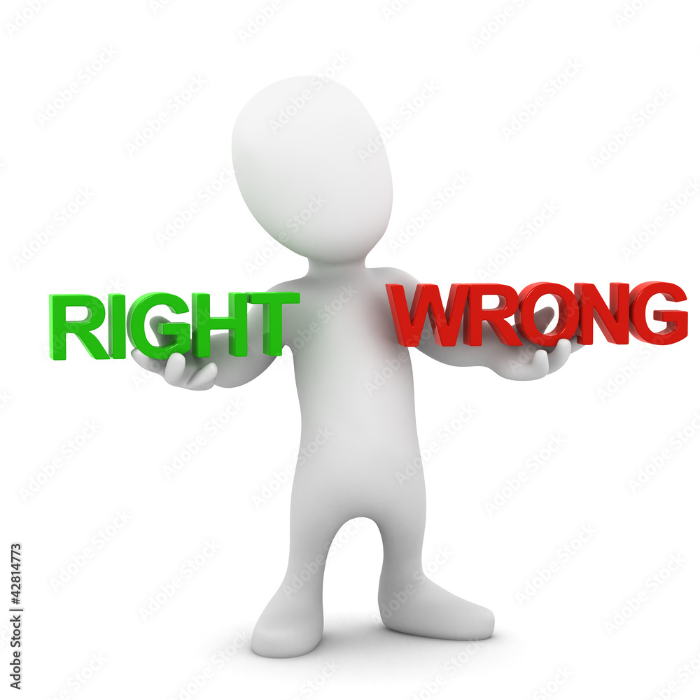3d Little man choose between right and wrong Stock Illustration | Adobe ... 3d Little man choose between right and wrong Stock Illustration | Adobe ...