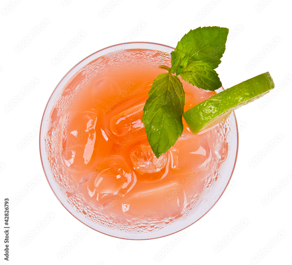 Fruit cocktail from top view, isolated on white background Stock Photo ...