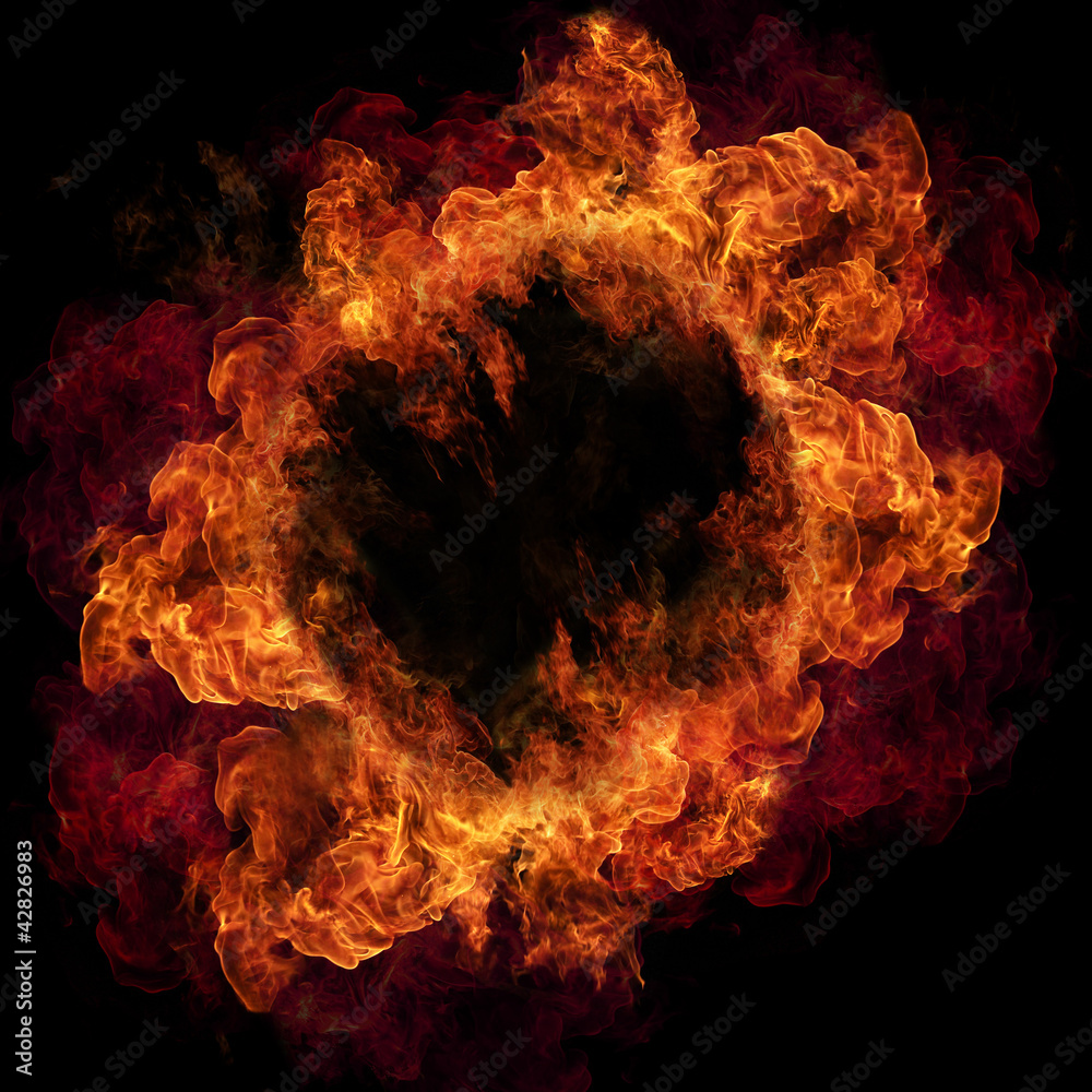 Fire ring, isolated on black background Stock Illustration | Adobe Stock