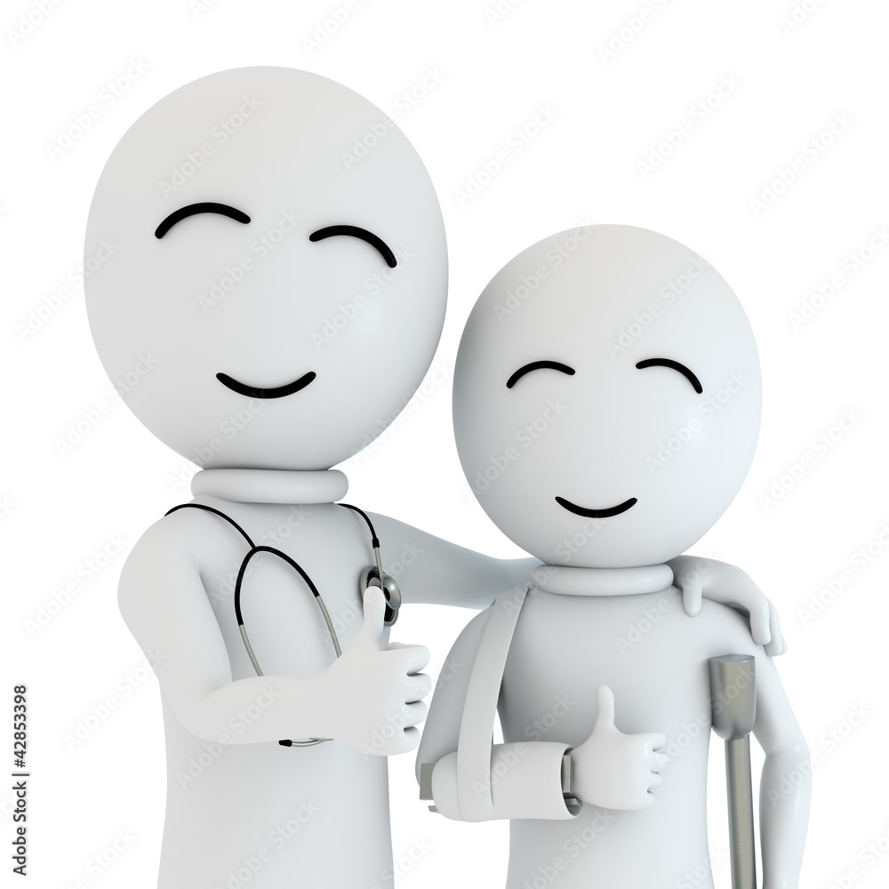 3d small people as patient and doctor in white background Stock ...