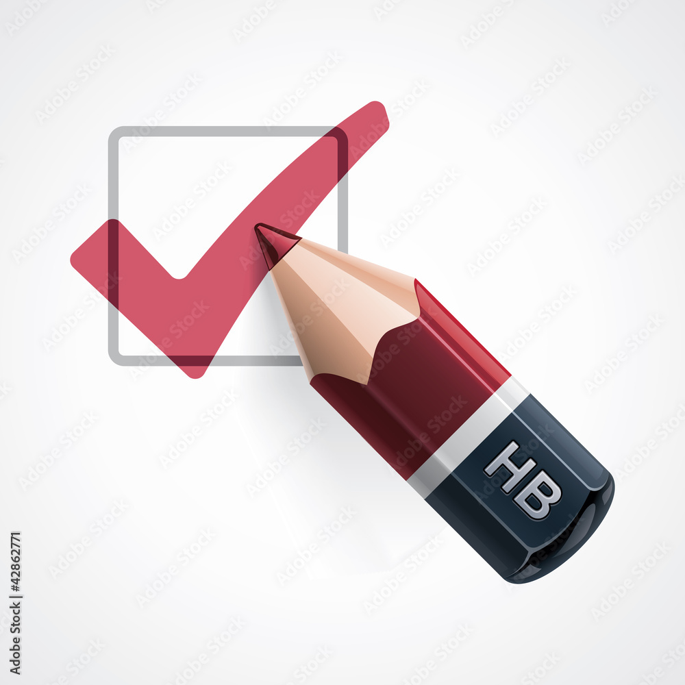 Vector pencil and tick mark icon Stock Vector | Adobe Stock