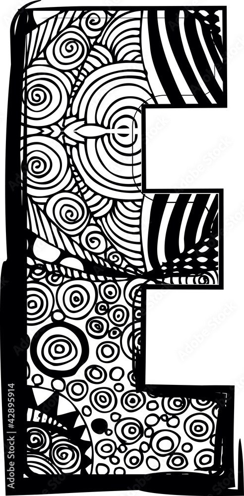 Letter E with abstract drawing. Vector illustration Stock Vector ...