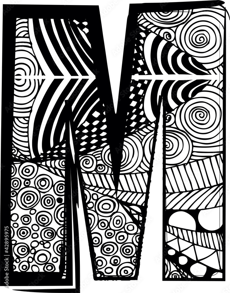 Letter M with abstract drawing. Vector illustration Stock Vector ...