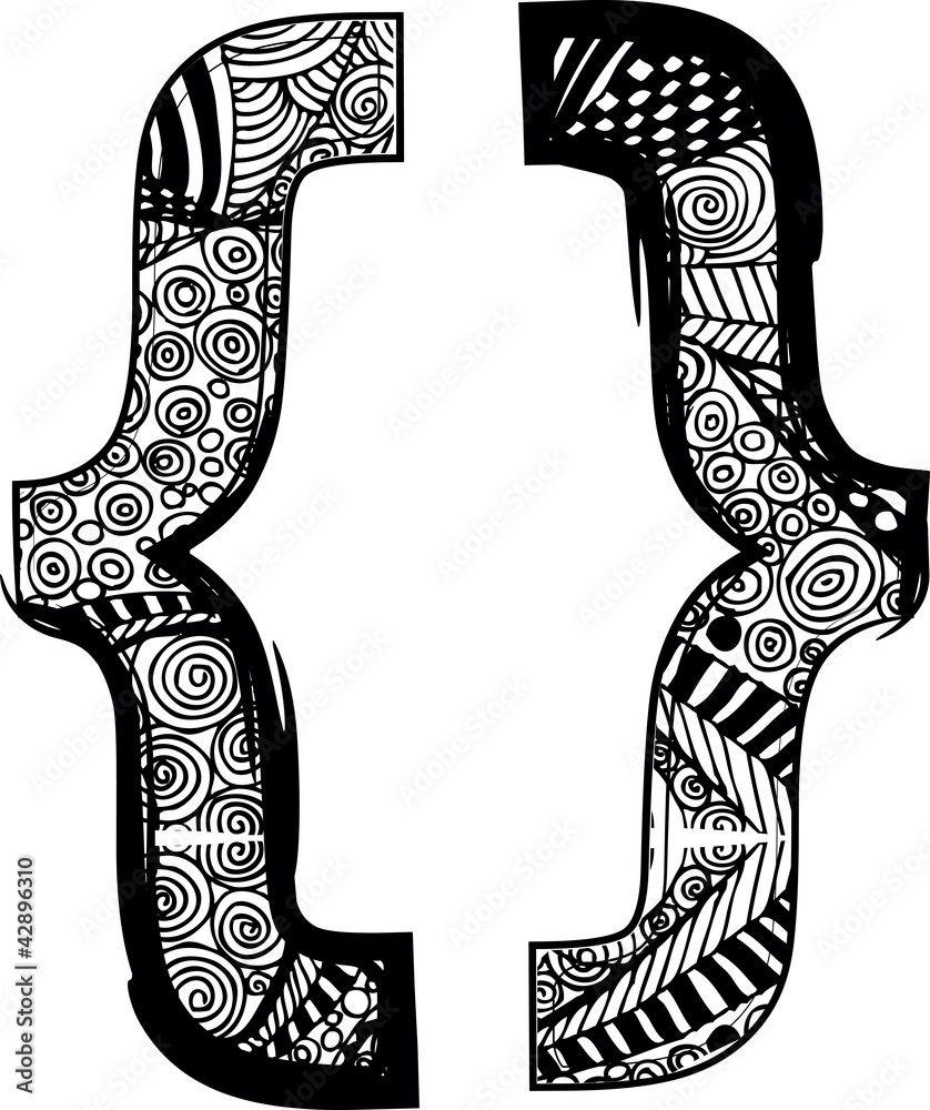 brackets parenthesis symbol with abstract drawing. Vector illust Stock ...