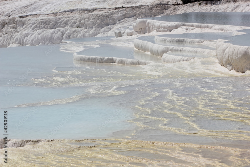 Tavertine pools and terraces made from thermal salts at pamukkale Stock ...