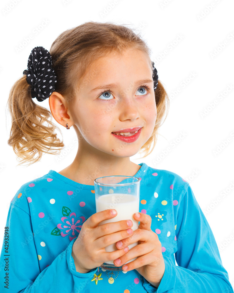 Girl with milk Stock Photo | Adobe Stock