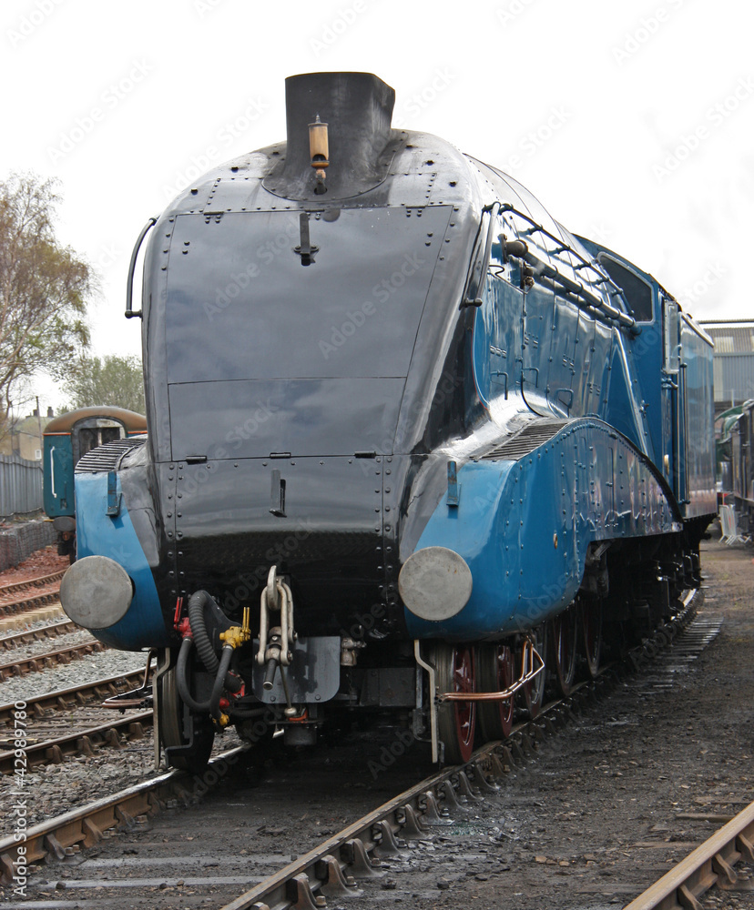 The Blue Front of a British A4 Class Steam Engine. Stock Photo | Adobe ...