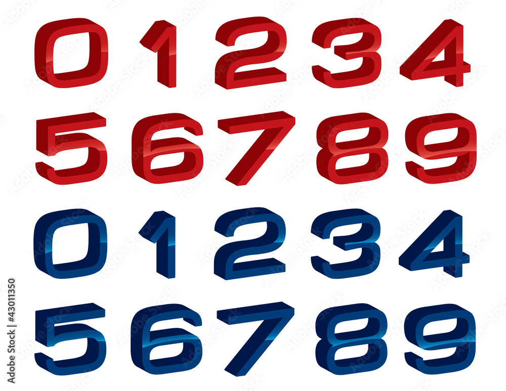red and blue 3d numbers Stock Vector | Adobe Stock