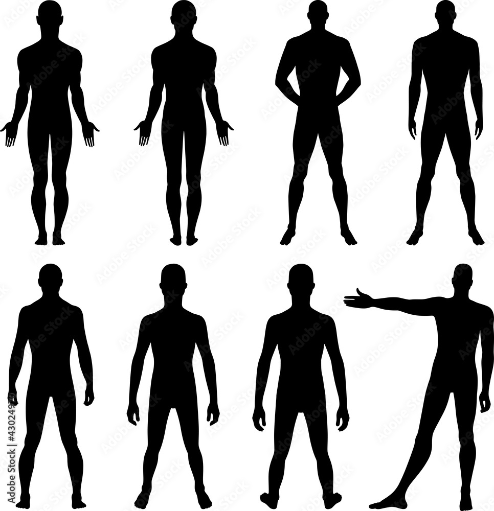 Full length front, back silhouette of man Stock Vector | Adobe Stock