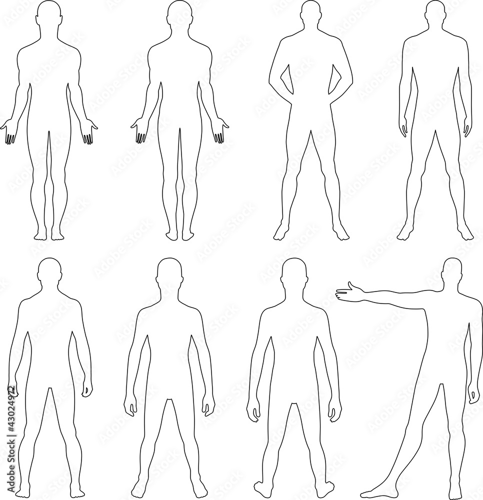 Full length front, back silhouette of a man Stock Vector | Adobe Stock