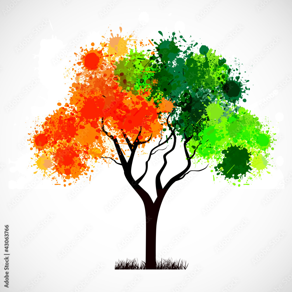 Abstract tree with leafs in Indian Flag color. EPS 10. Stock Vector ...