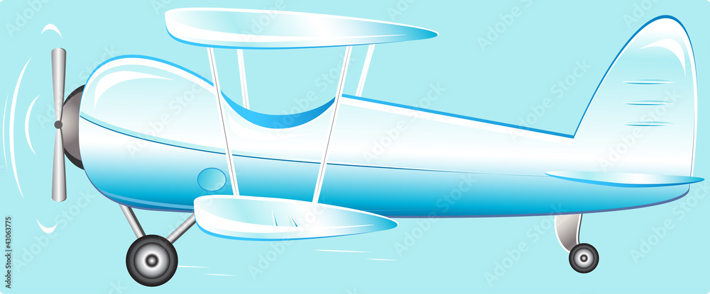 cartoon isolated biplane on blue sky background Stock Vector | Adobe Stock