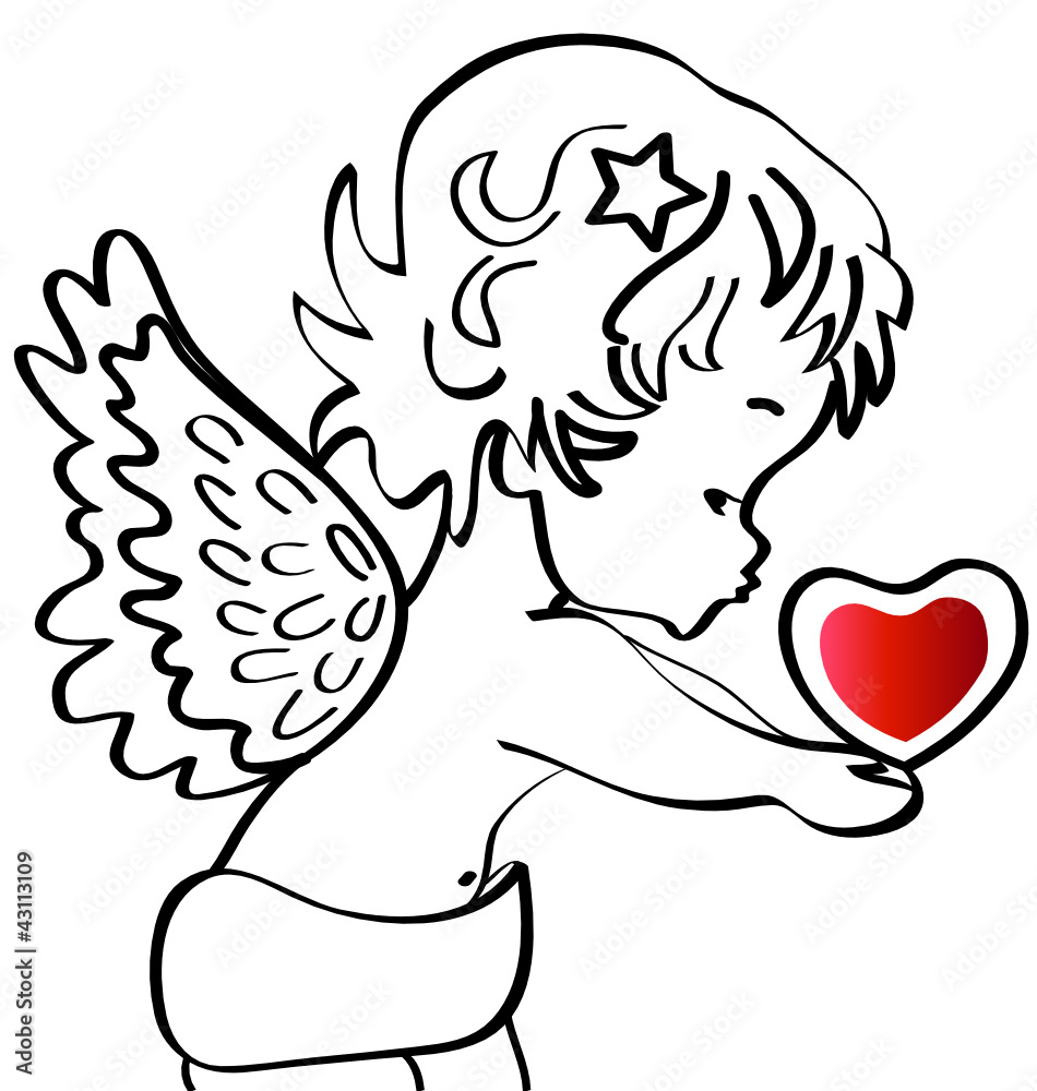 Angel with a heart vector stock Stock Vector | Adobe Stock