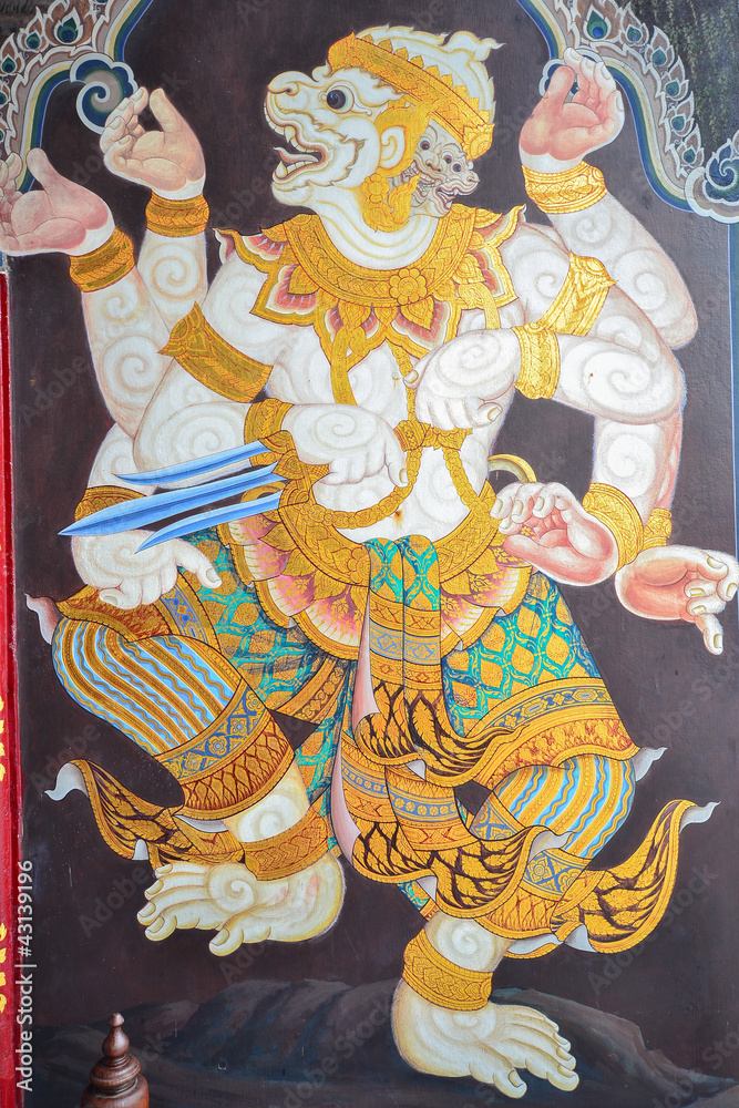 Art painting of Hanuman (Public domain) Stock Photo | Adobe Stock