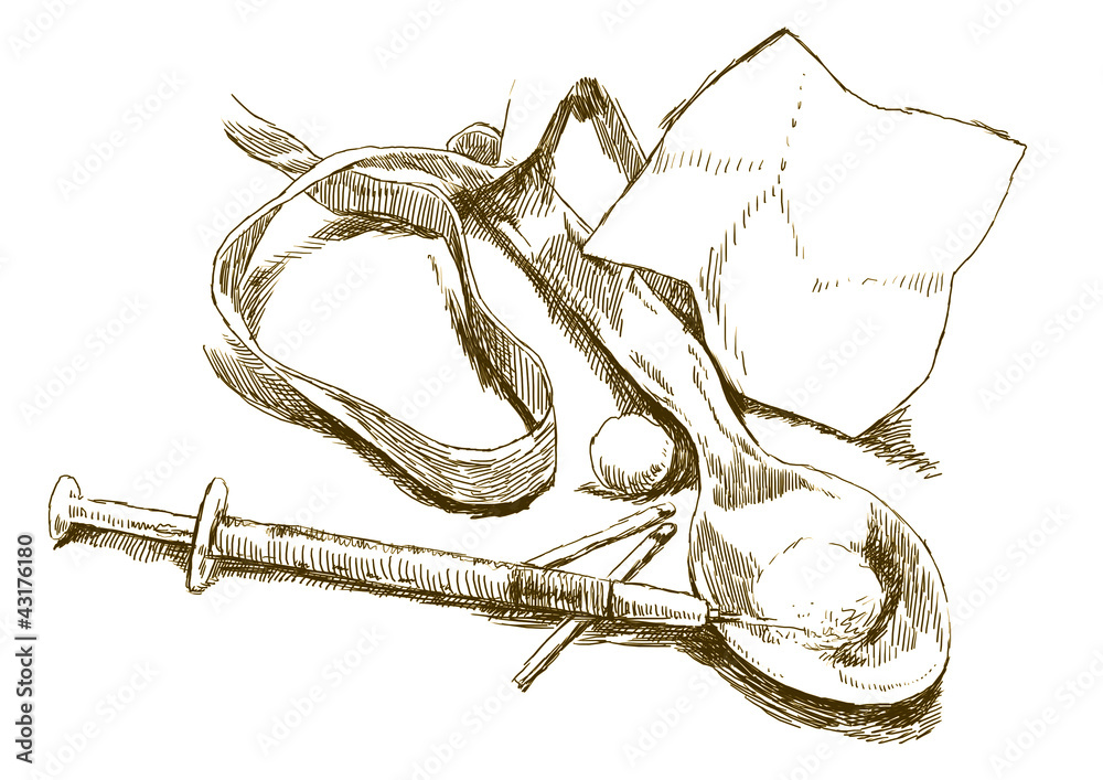 junkies (this is original brown sketch with sharp lines !) Stock ...