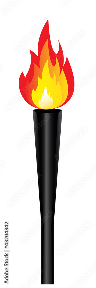 torch with flame on white background. Vector Stock Vector | Adobe Stock