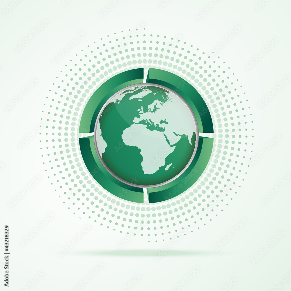 Green logo with world map Stock Vector | Adobe Stock