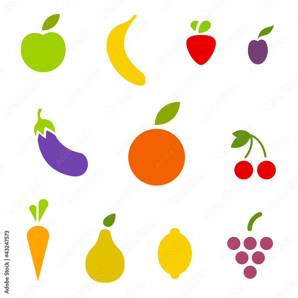 Fruit logo set. Fruits and vegetables icon collection. Stock Vector ...