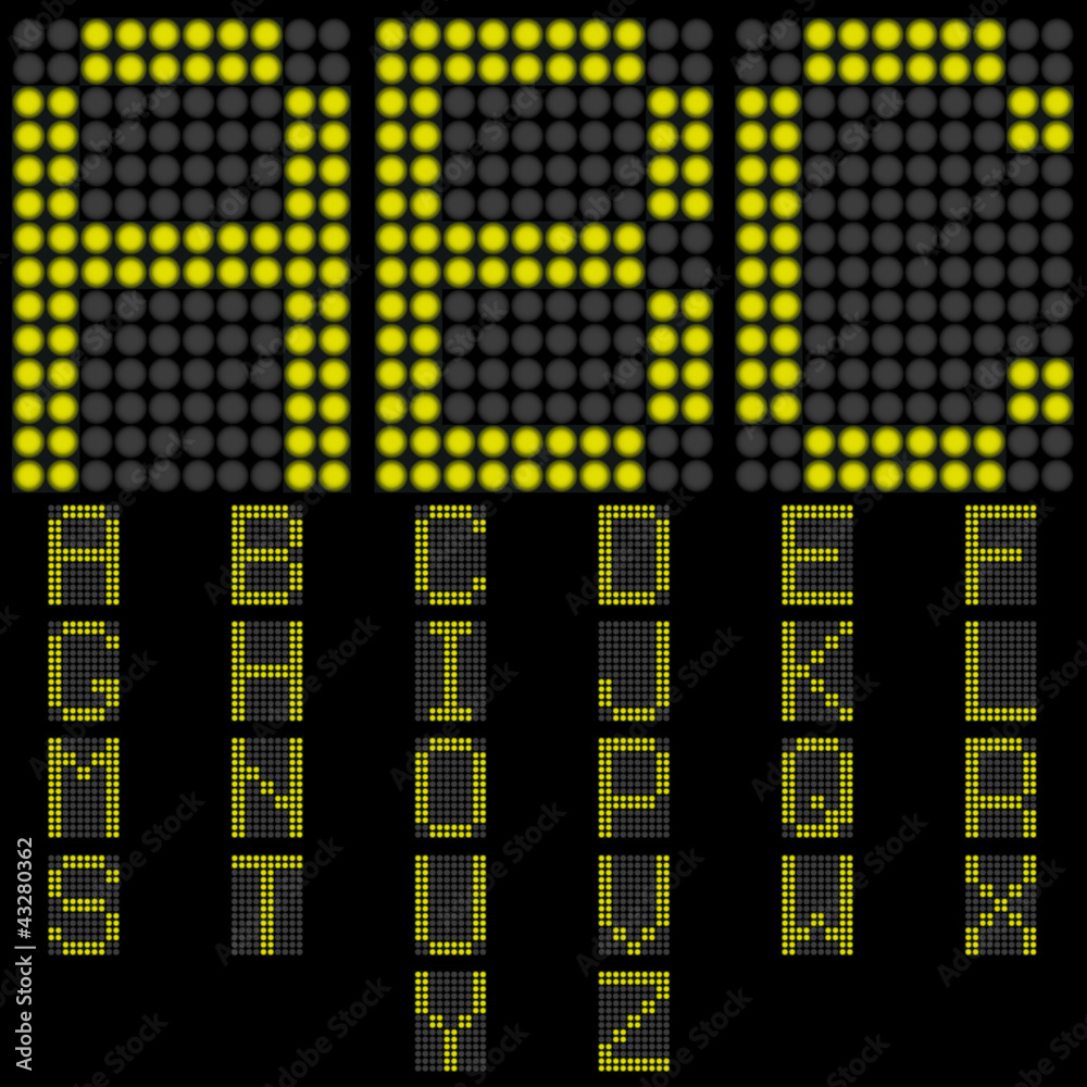 High resolution conceptual group fonts yellow bright led Stock ...