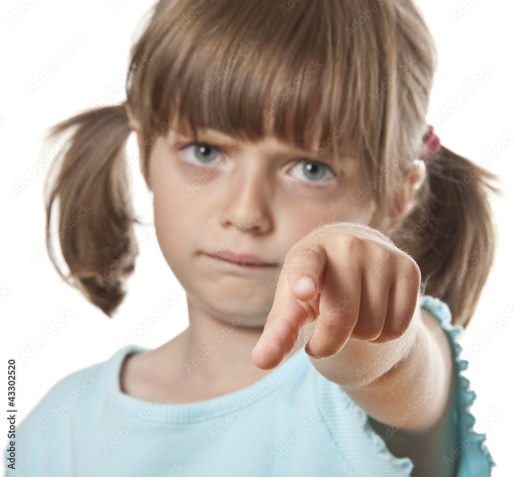 angry little girl pointing on you Stock Photo | Adobe Stock