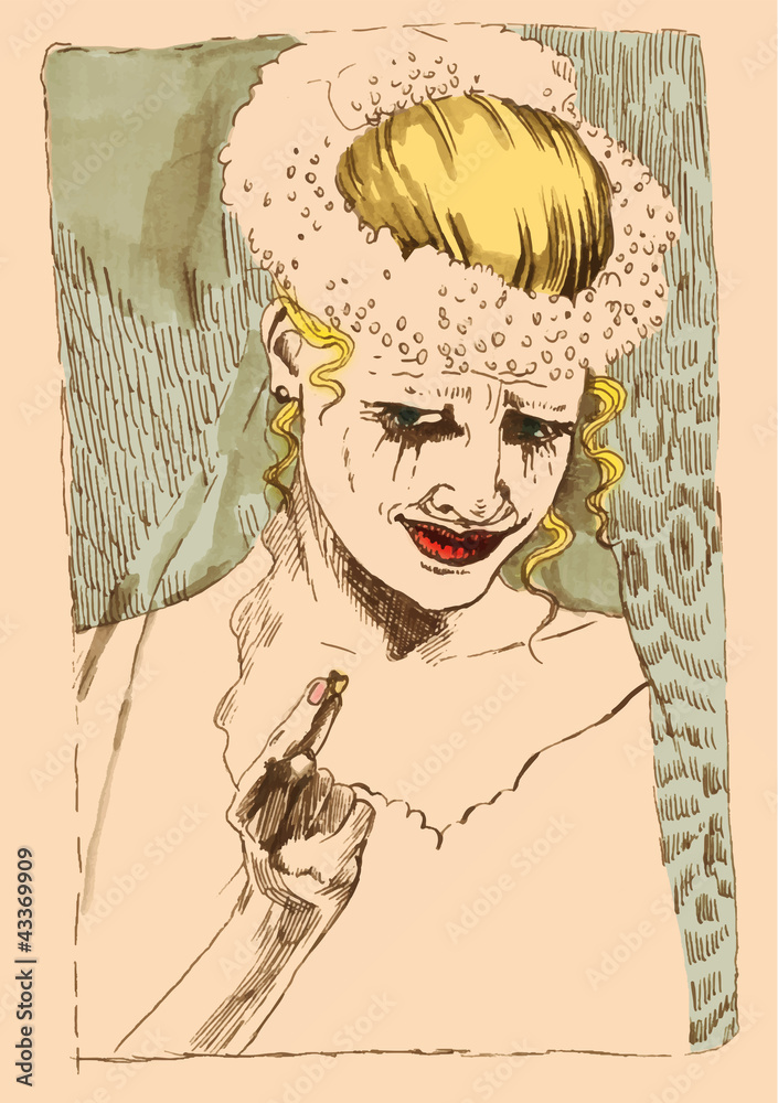 hand drawing illustration converted into vector : Sad bride Stock ...