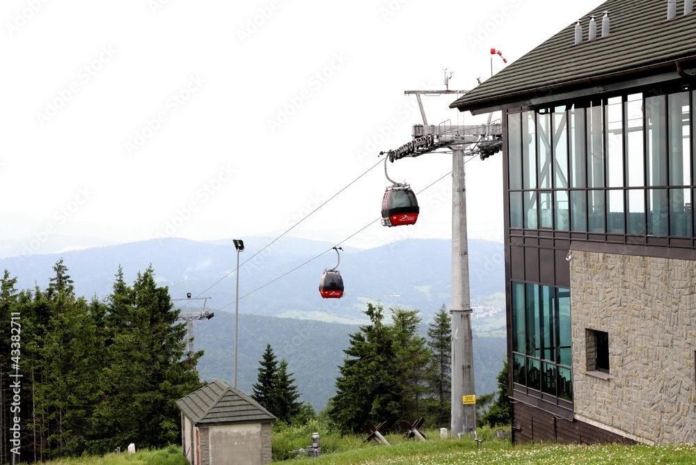 cable railway and ropeway cars on Jaworzyna Stock Photo | Adobe Stock