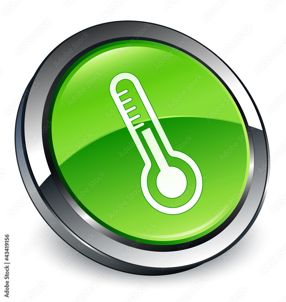 Thermometer icon 3D green button Stock Vector | Adobe Stock
